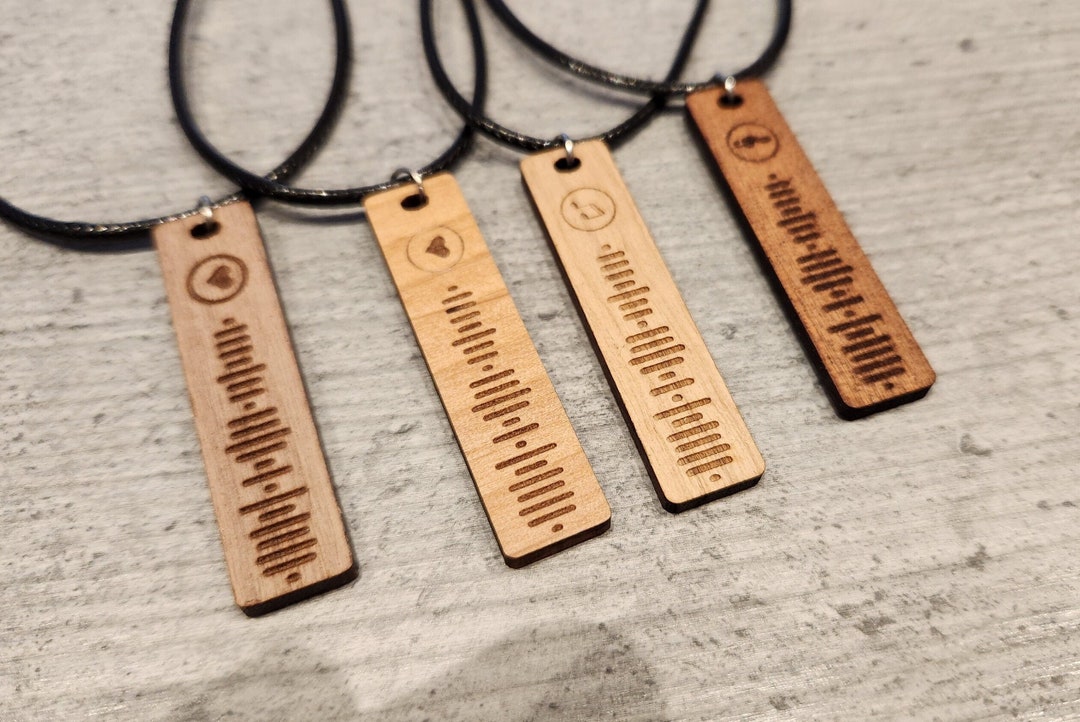 Custom Wooden Song Scan Code Necklace - Personalised Laser Engraved ...