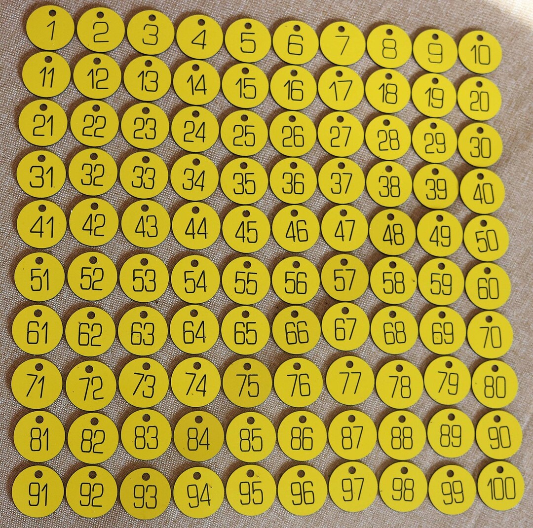 Set of 100x3cm CNC Engraved Number Discs, Table, Tags, Locker ...