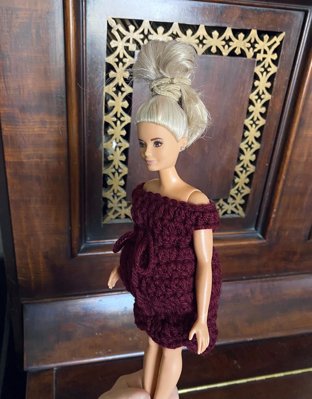 Dark Maroon Maternity Dress for 11.5 Inch CURVY Doll - Etsy