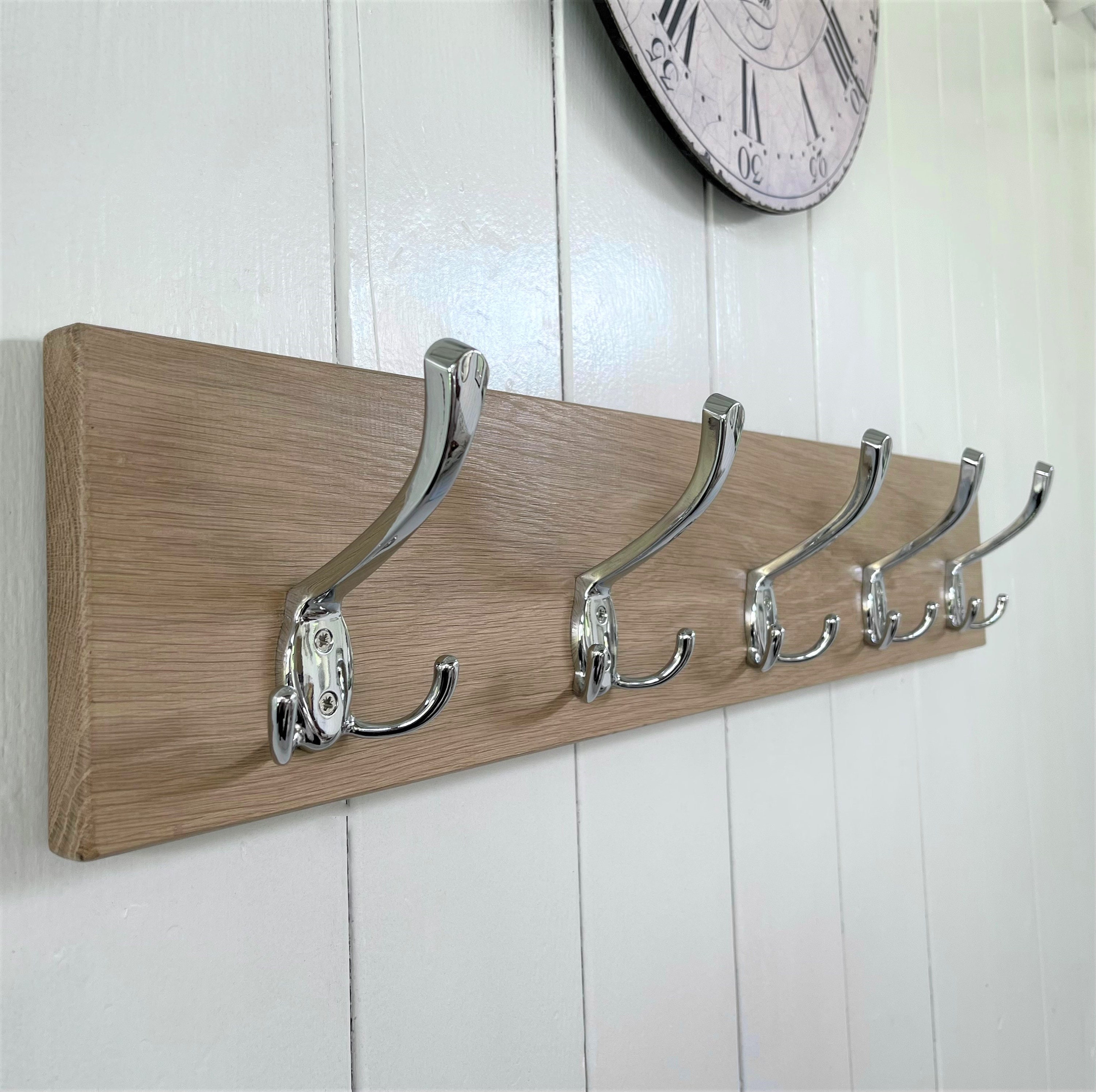 Modern Solid Wood Oak Coat Rack Zinc Alloy Polished Chrome - Etsy UK