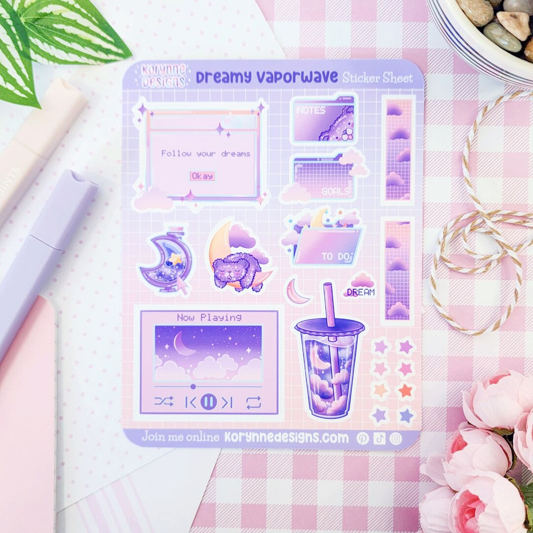 Dreamy Aesthetic Vaporwave Stickers Synthwave Retro PC - Etsy