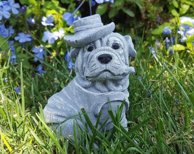 Funny Shar-pei Dog Statue, 5.25 Tall, Solid Cement, Shar-pei, Concrete ...