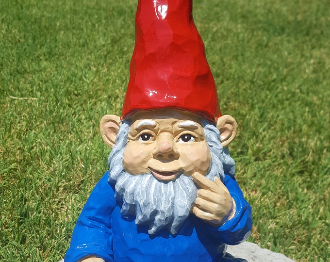 LARGE 12" Gnome, Garden Gnome, 100% Solid Cement, Garden Statue ...