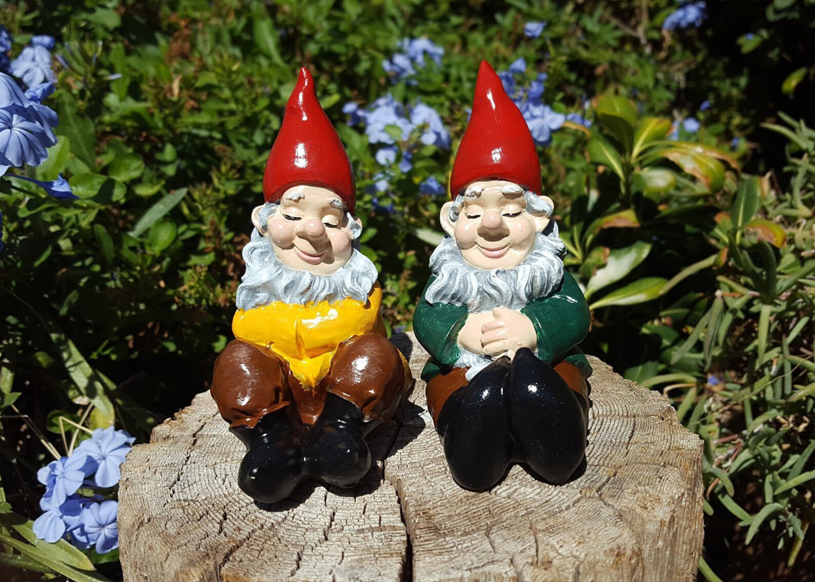 Set of Two Miniature Gnomes Gnome Gardening Figurings Fairy | Etsy