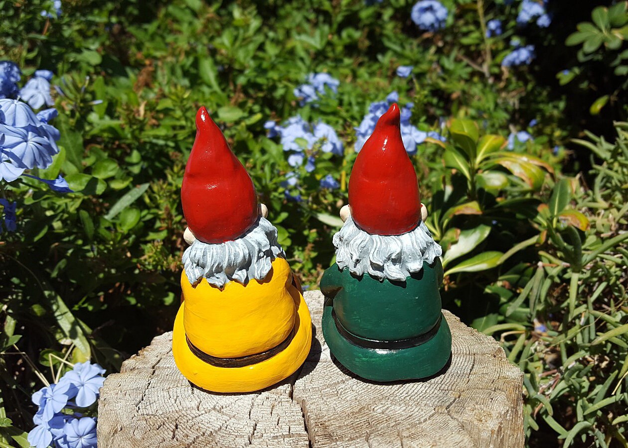 Set of Two Miniature Gnomes Gnome Gardening Figurings Fairy | Etsy