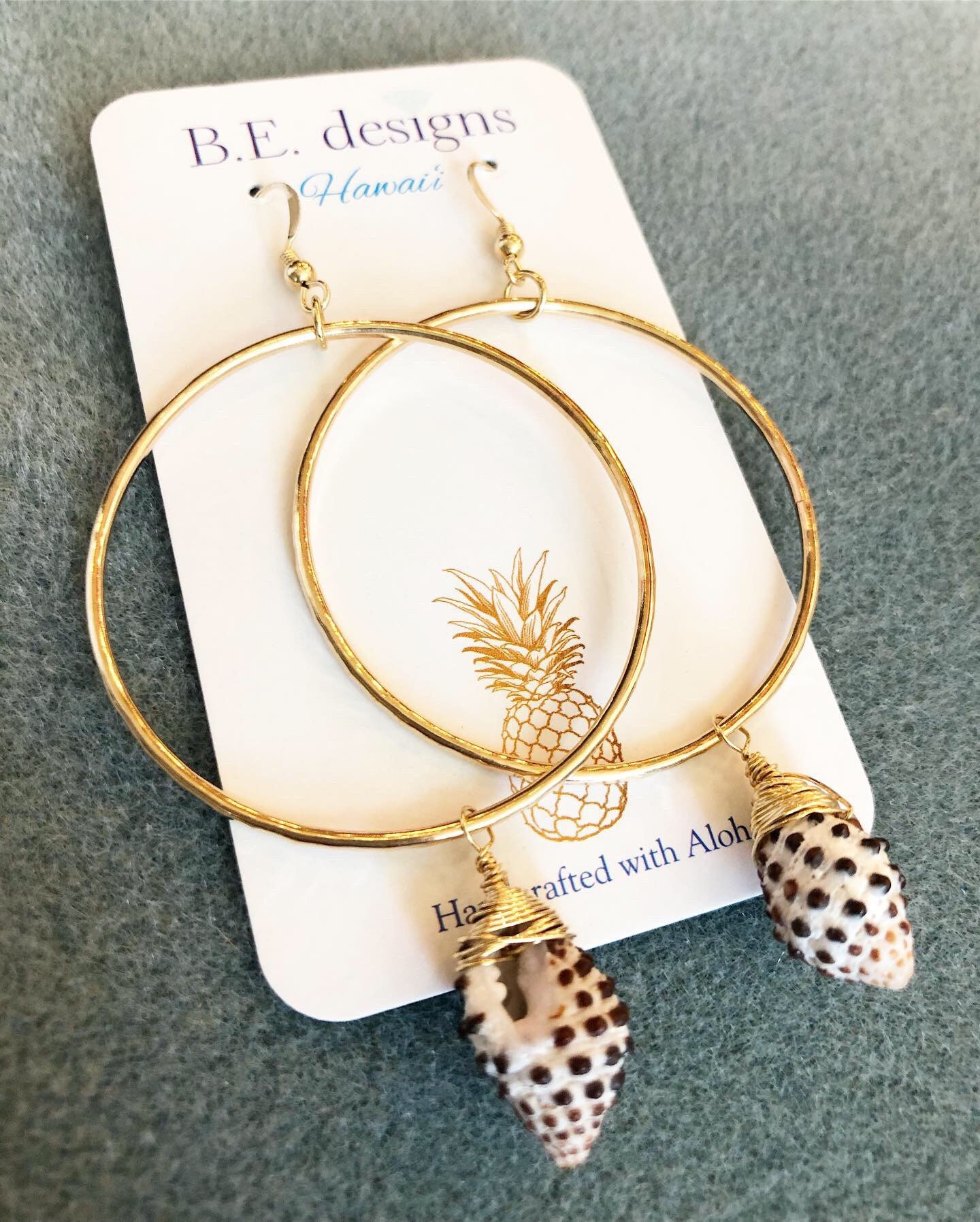 Spotted Drupe Hoop Earrings, Hawaiian Jewelry, Beach Jewelry, Seashell ...