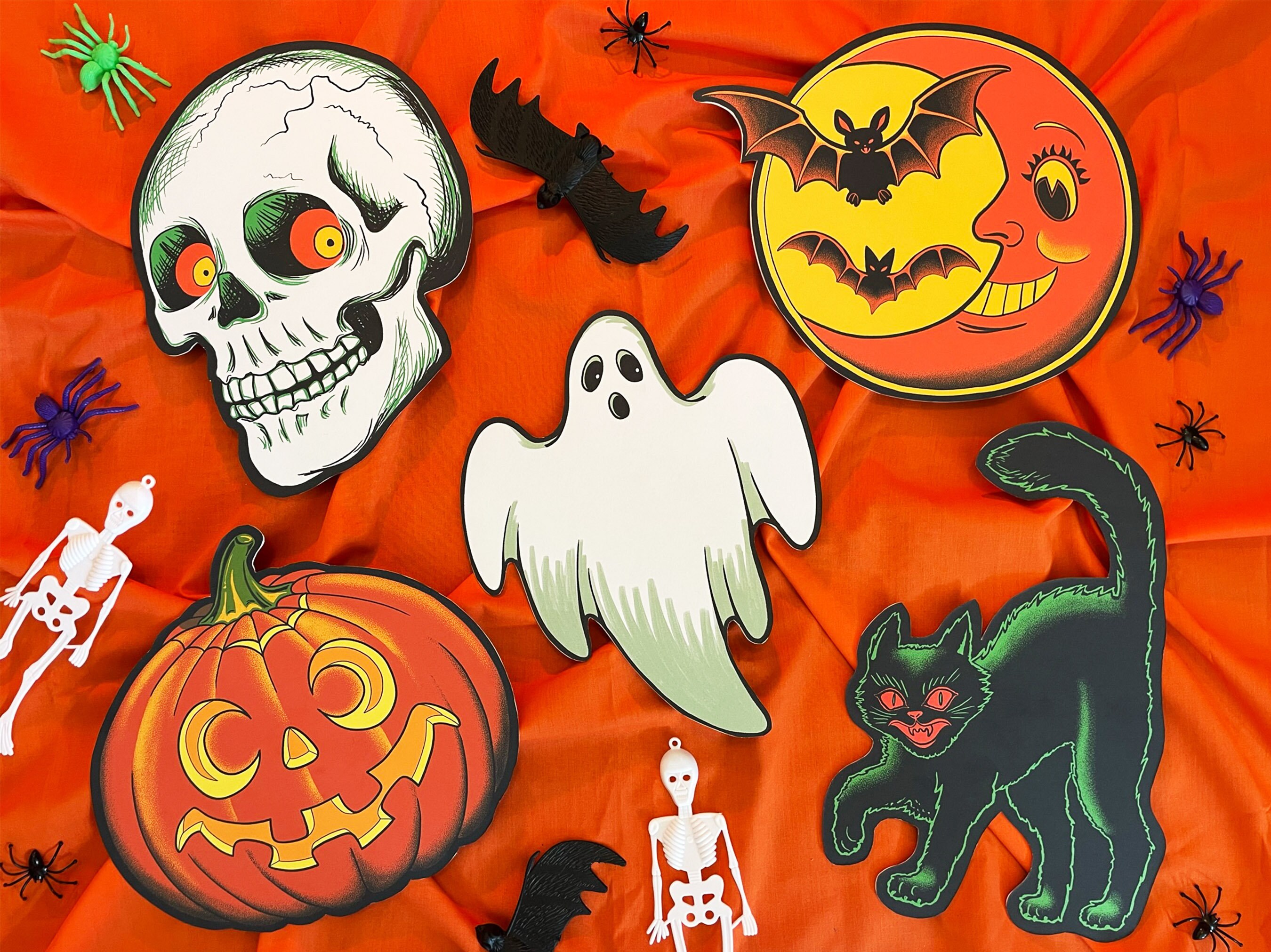 Vintage Halloween Cut Outs, Retro Decorations, Wall Art, Pumpkin Ghost ...