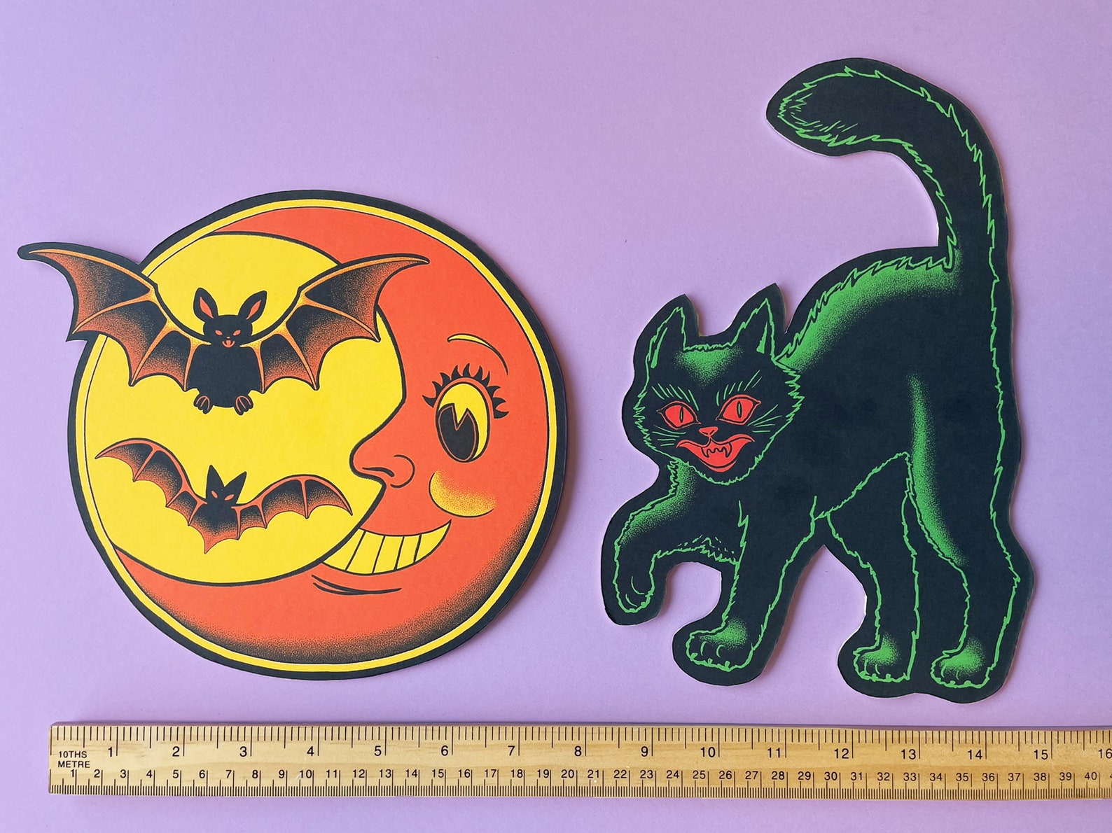 Vintage Halloween Cut Outs, Retro Decorations, Wall Art, Pumpkin Ghost ...
