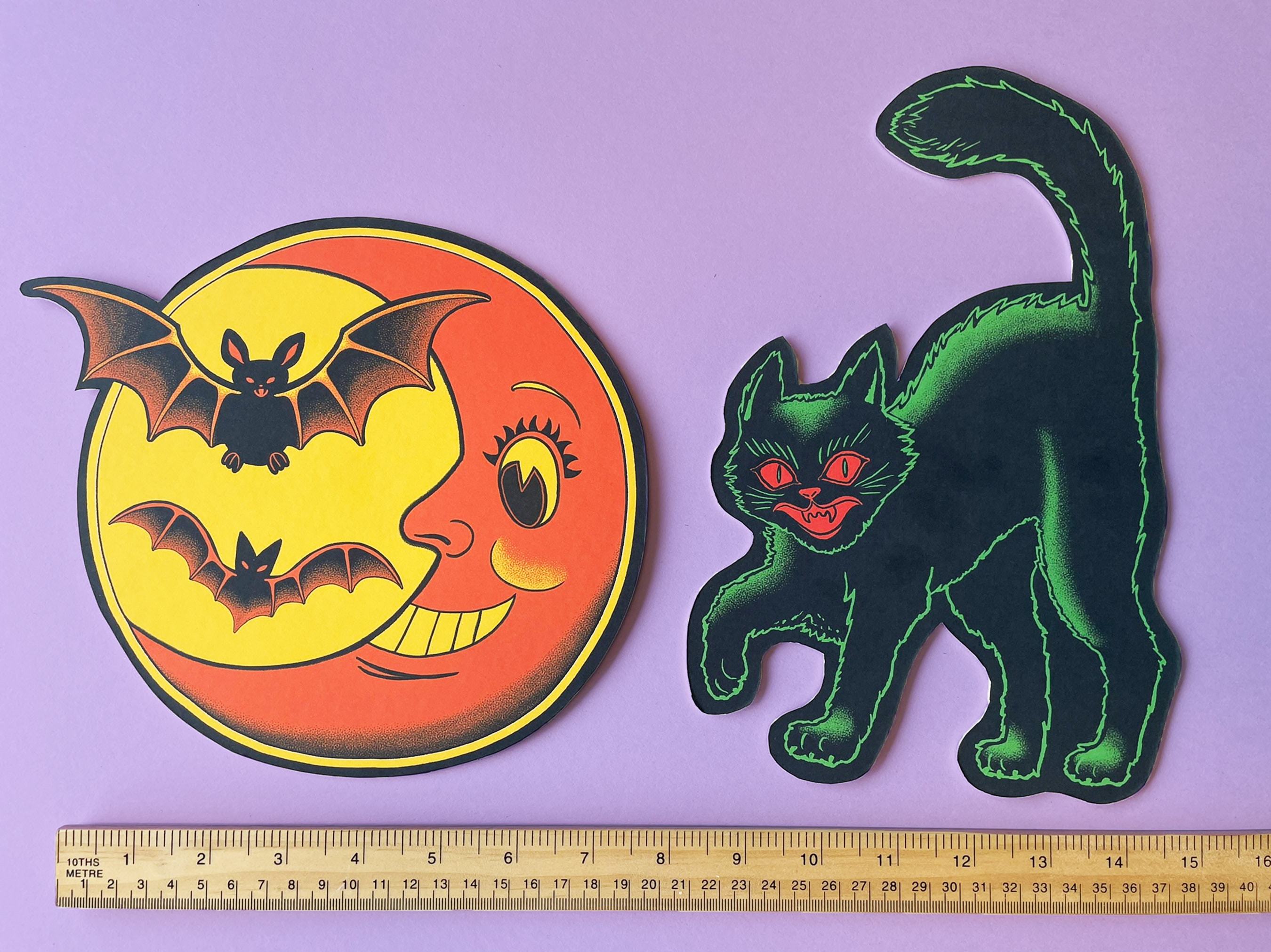 Vintage Halloween Cut Outs, Retro Decorations, Wall Art, Pumpkin Ghost ...