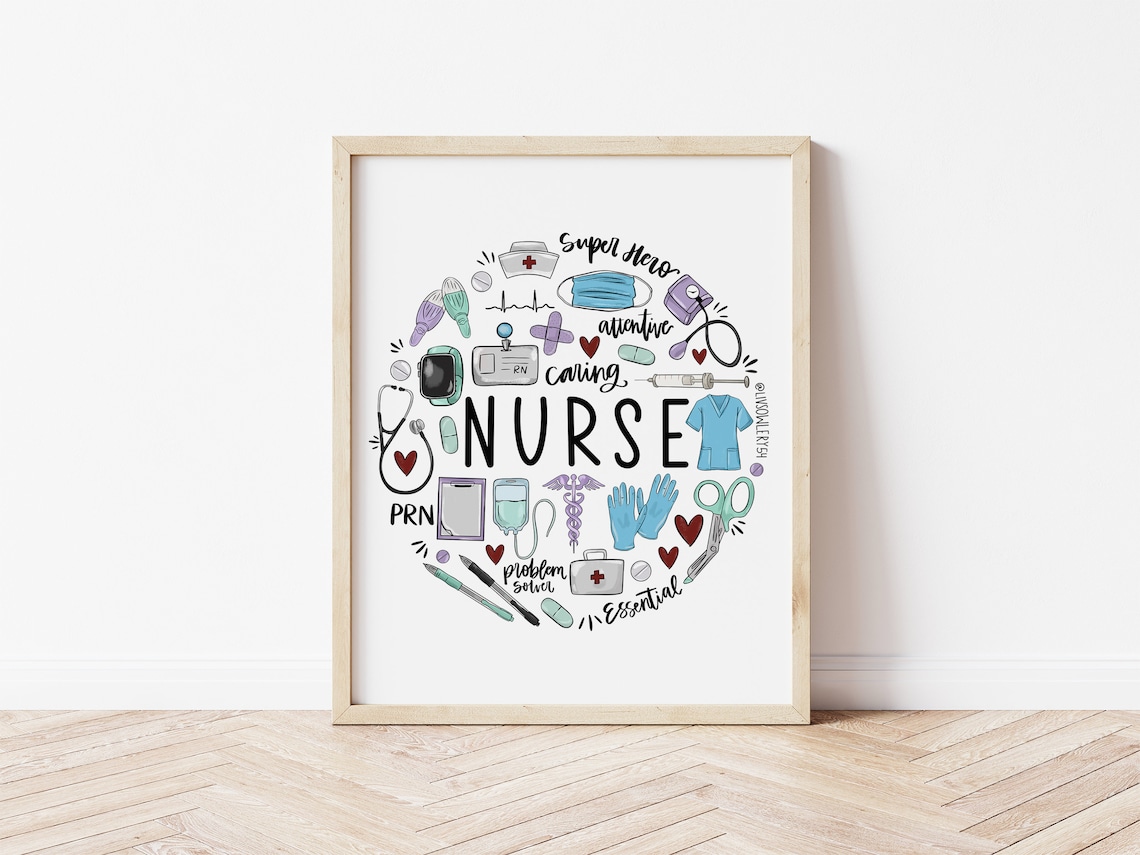 Nurse Illustrated Art Print | 8x10 - Etsy