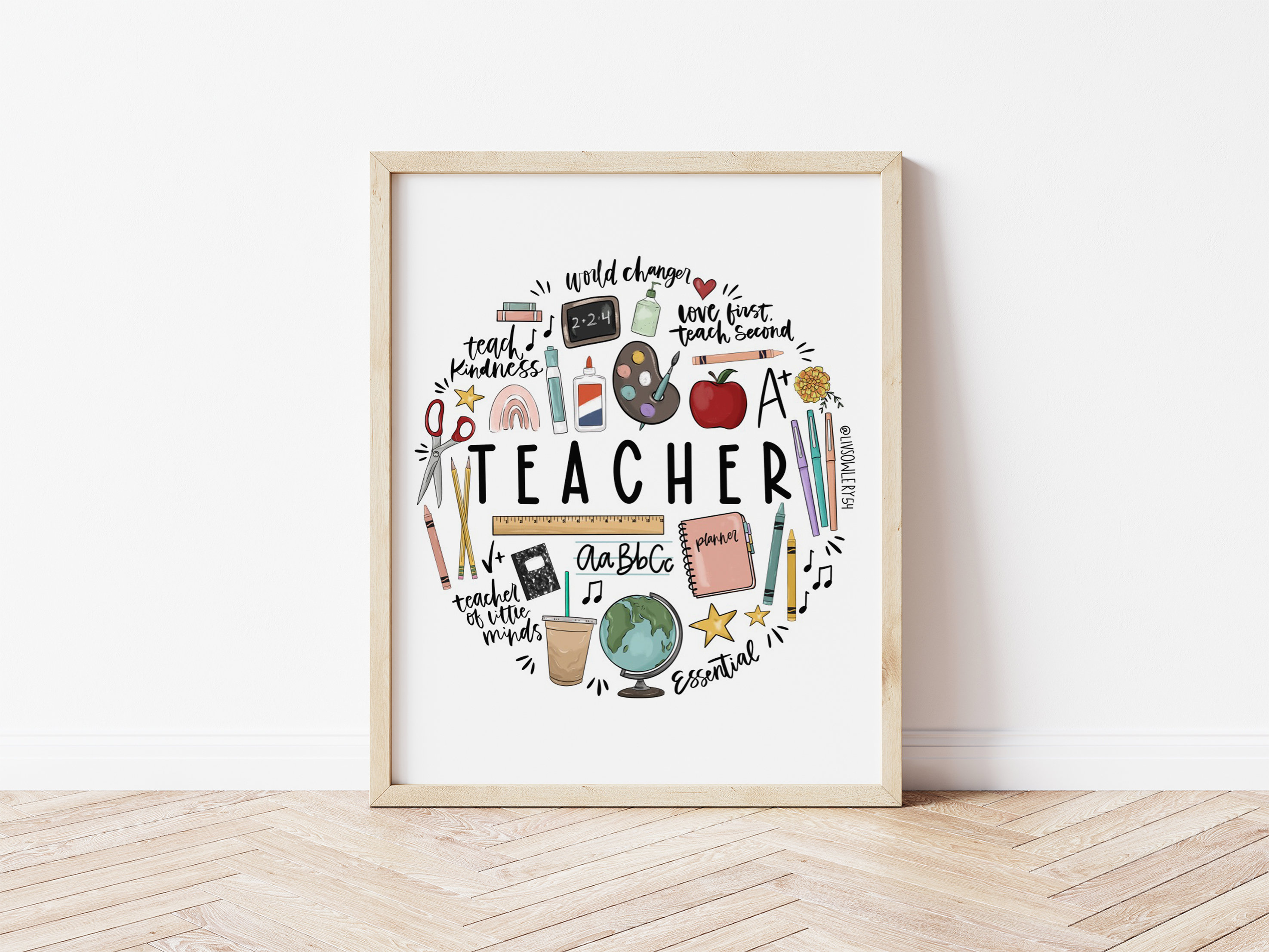 Elementary Teacher Illustrated Art Print | 8x10 | Teacher Gifts - Etsy