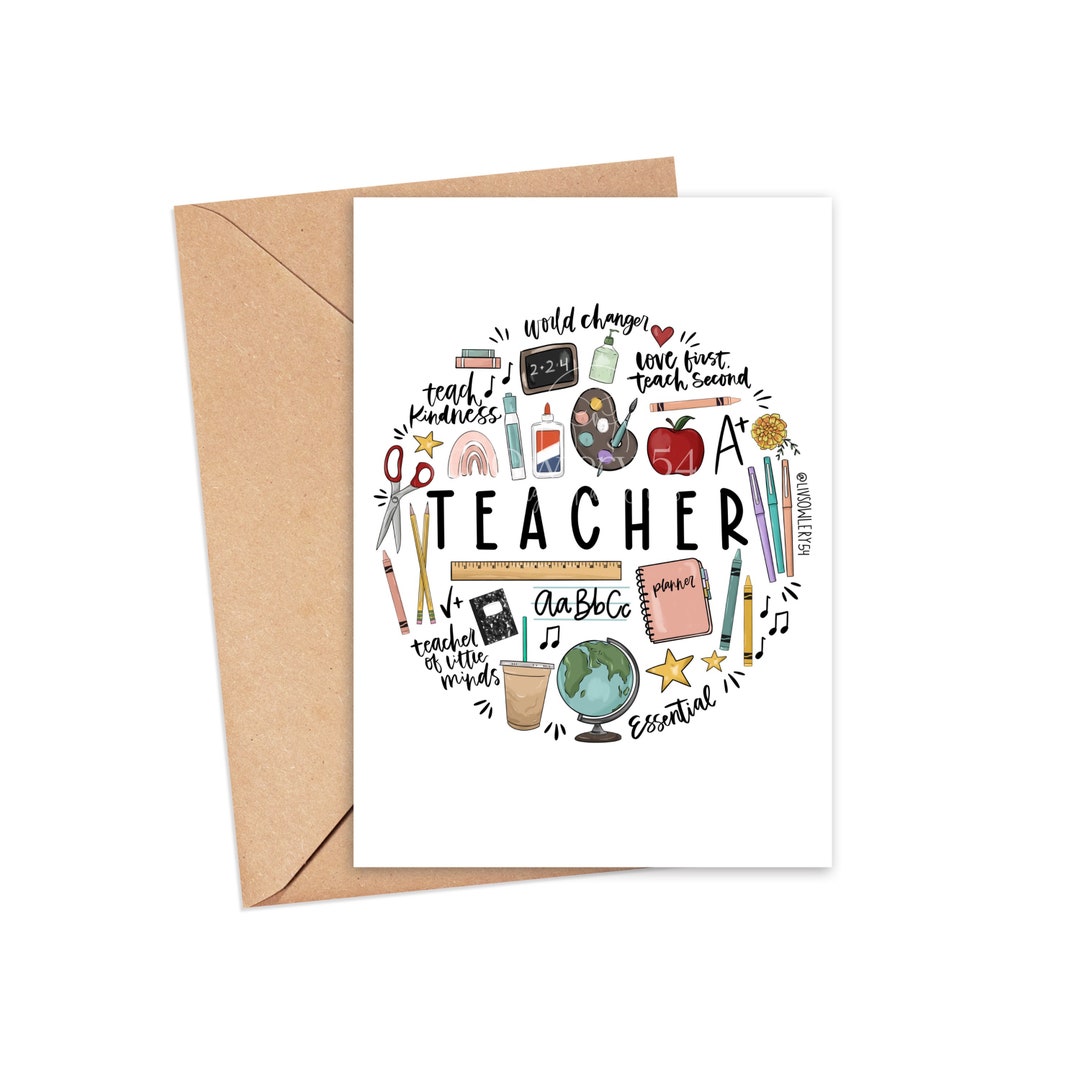 Illustrated Teacher Card | Greeting Card - Etsy