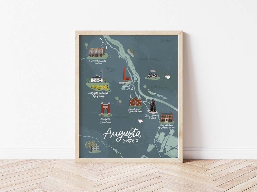 Augusta, GA Illustrated Map Print | 8 X 10 - Etsy