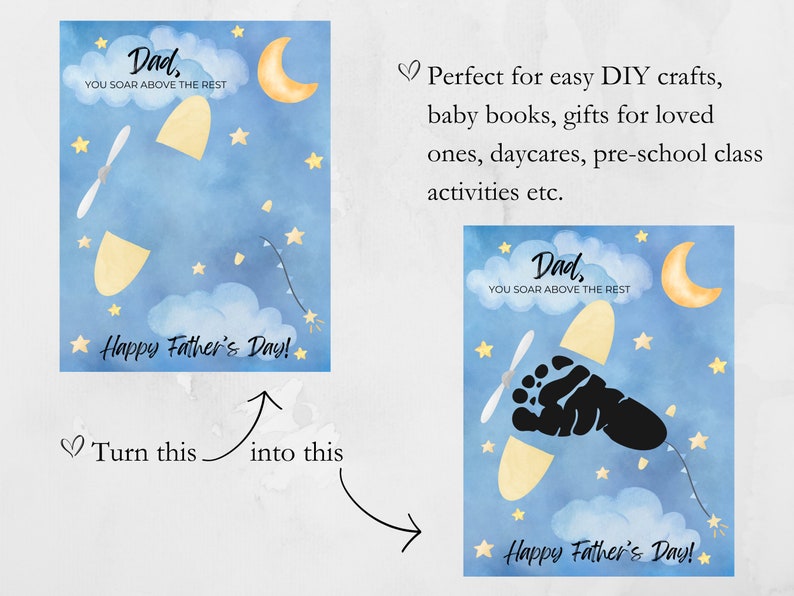 Father's Day Footprint Craft, Printable DIY Crafts, Gift for Dad ...