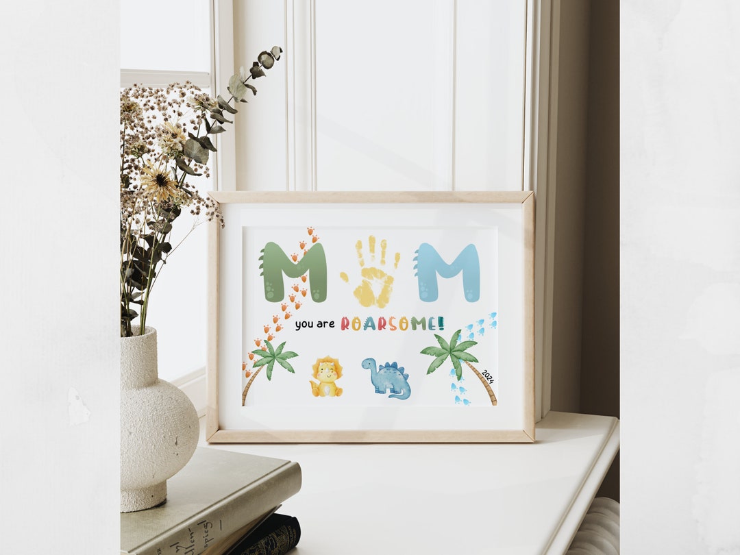 Mother's Day Handprint Craft, Printable DIY Crafts, Dinosaur Handprint ...