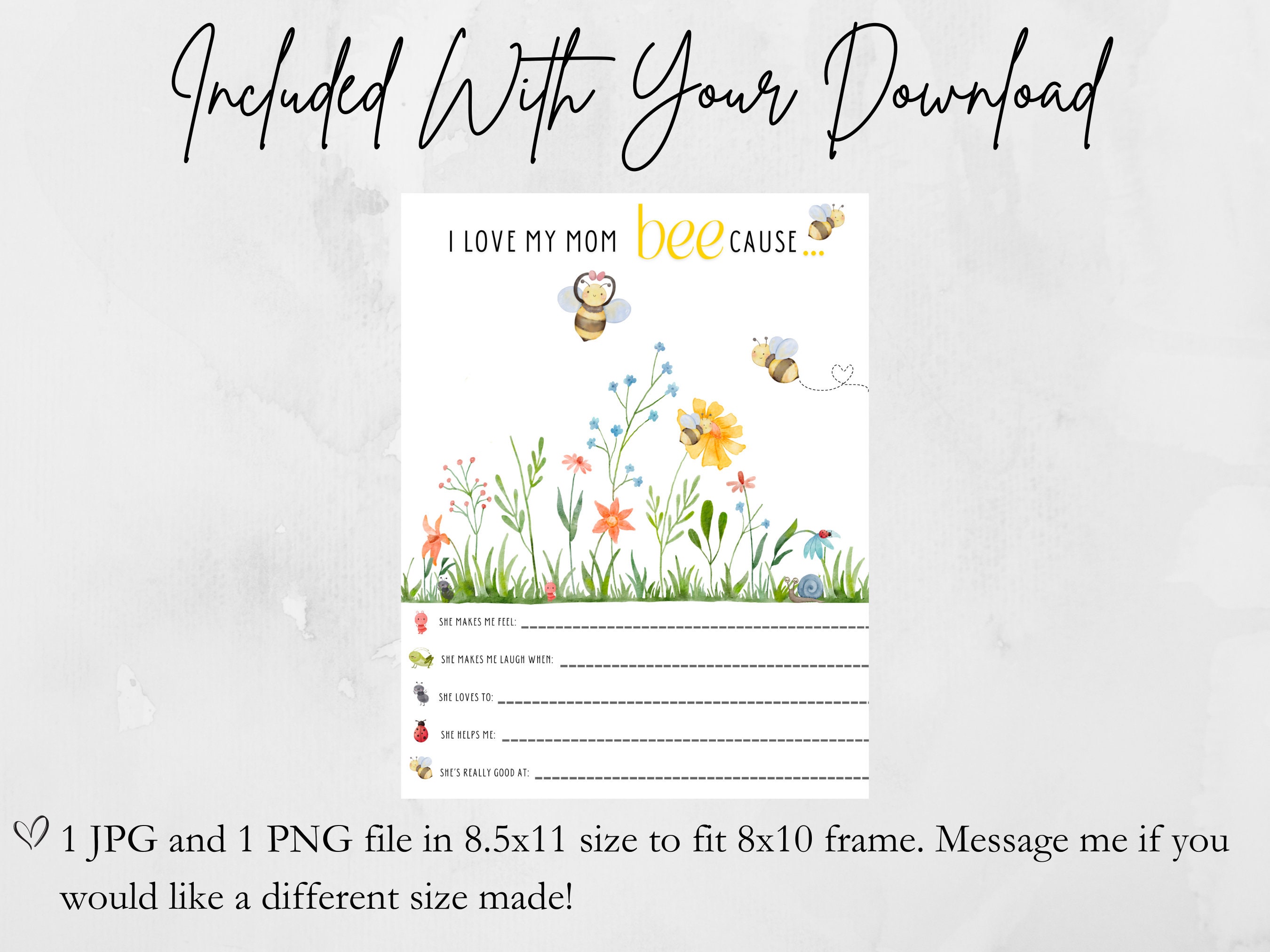 Mother's Day Handprint Craft, I Love My Mom Bee-cause Craft, Printable ...