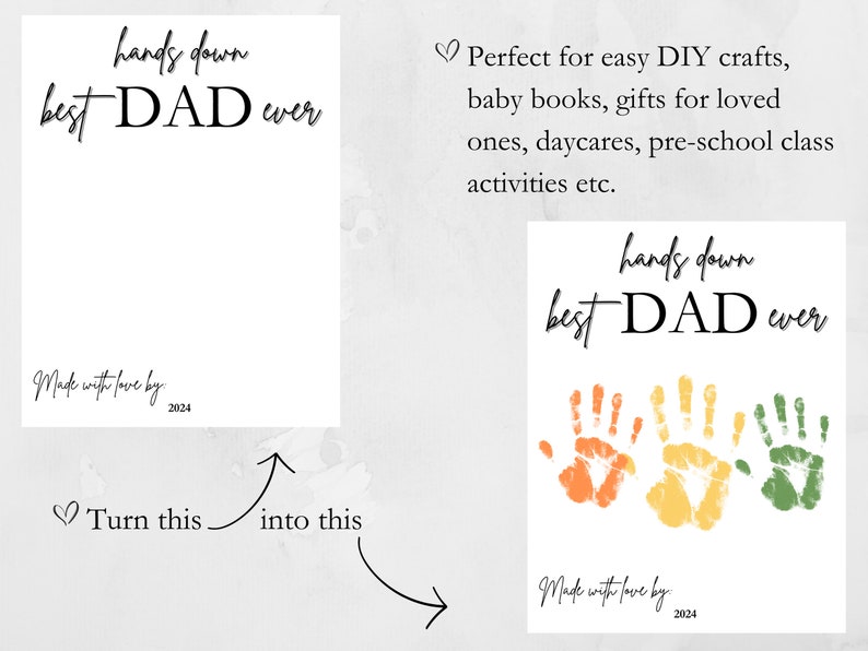 Father's Day Handprint Craft, Printable DIY Crafts, Gift for Dad ...
