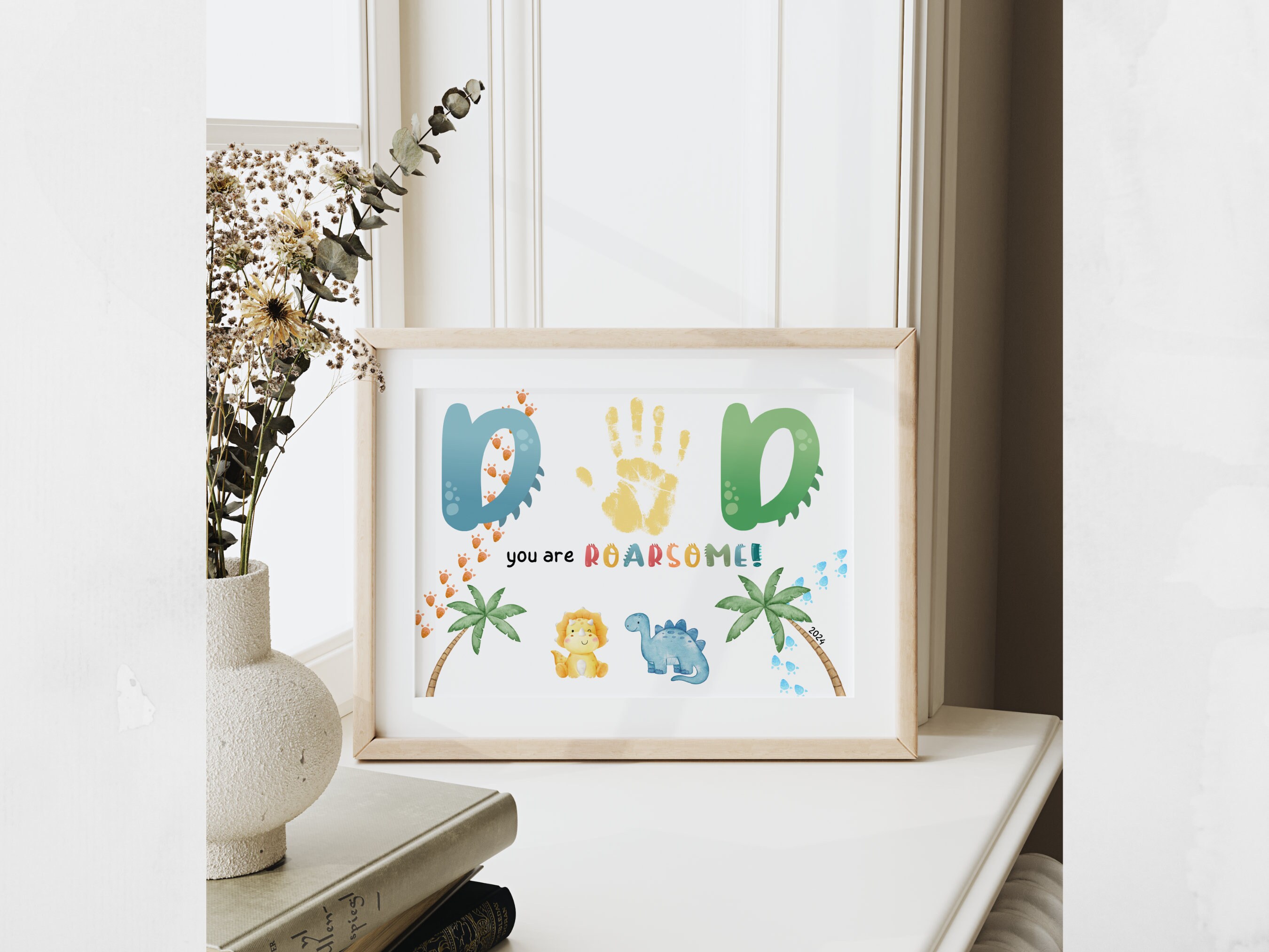 Father's Day Handprint Craft, Printable DIY Crafts, Dinosaur Handprint ...