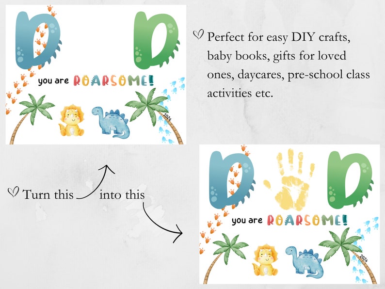 Father's Day Handprint Craft, Printable DIY Crafts, Dinosaur Handprint ...