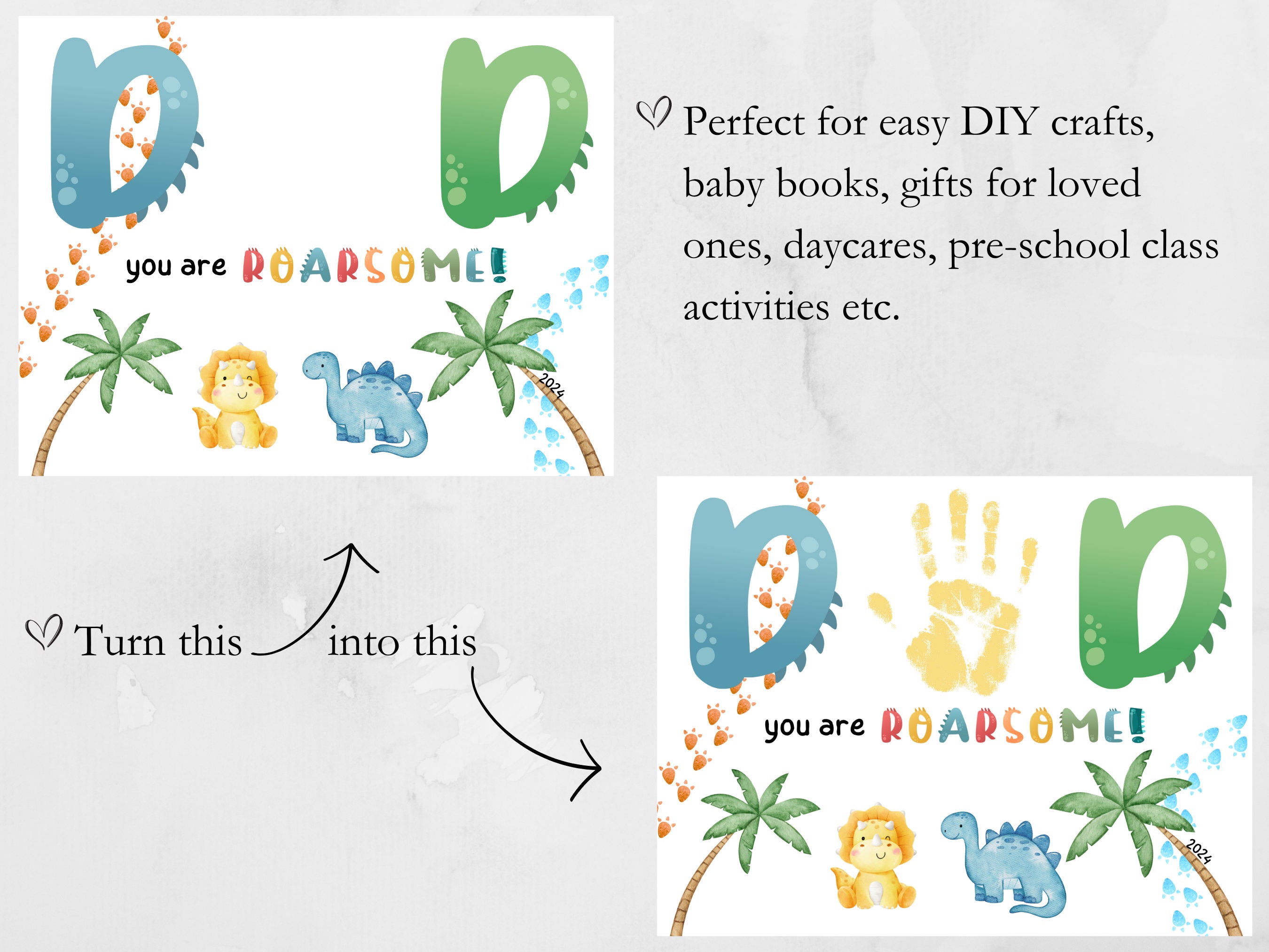 Father's Day Handprint Craft, Printable DIY Crafts, Dinosaur Handprint ...