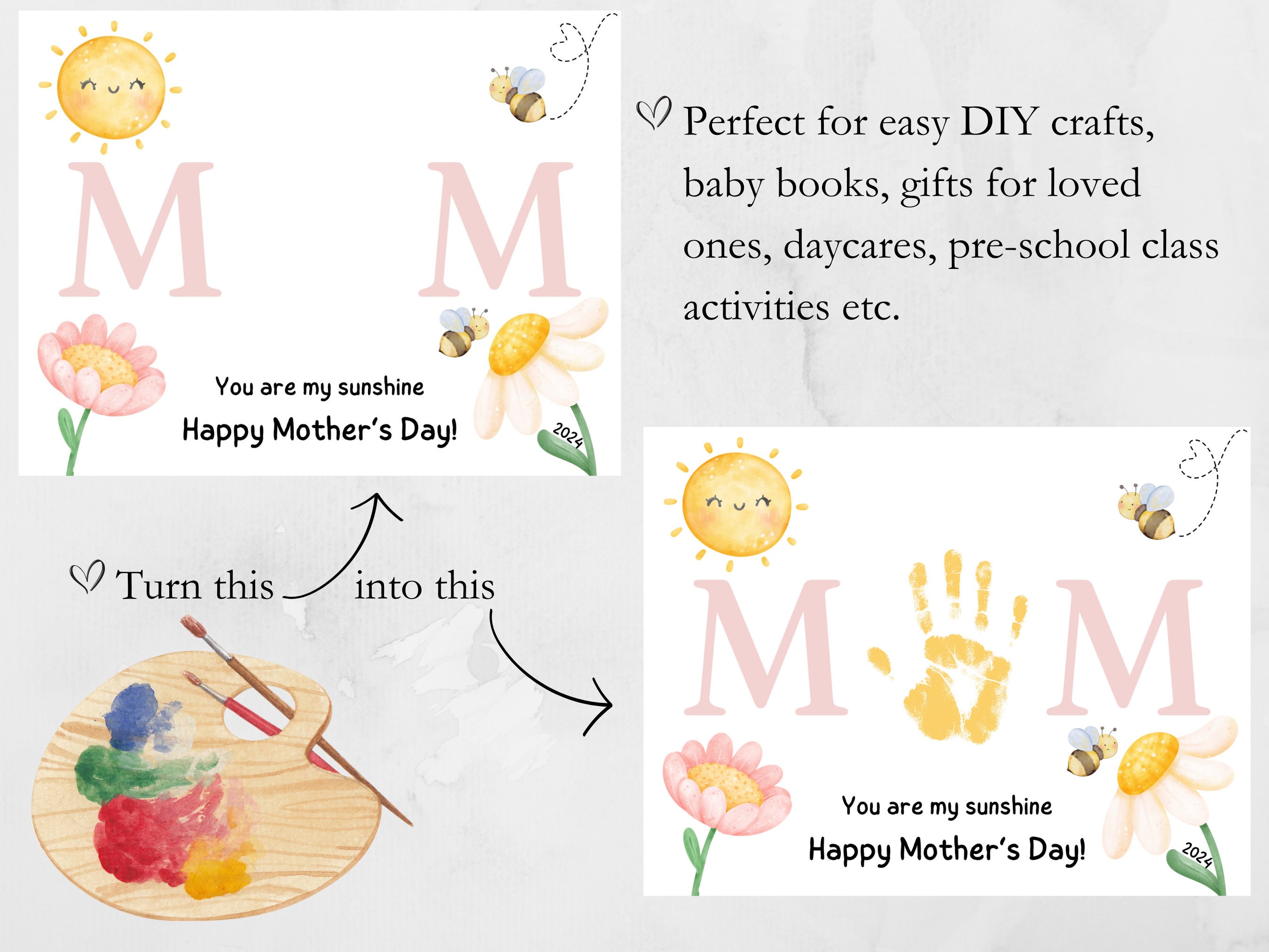 Mother's Day Handprint Craft, Printable DIY Crafts, You Are My Sunshine ...