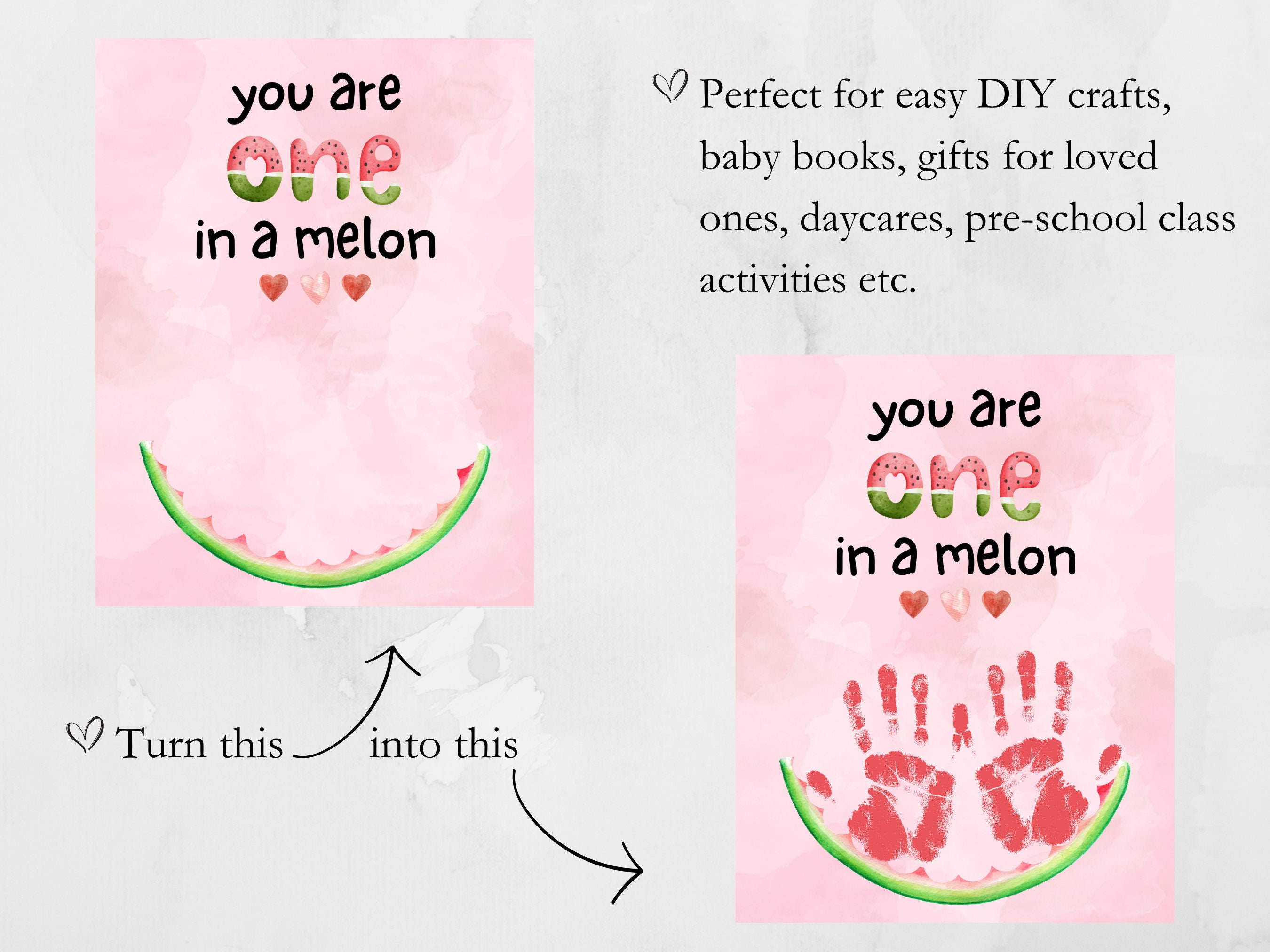One in A Melon Handprint Craft, Summer Handprint Crafts, DIY Crafts ...