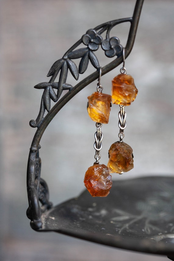 vintage dangle citrine earrings - Gem