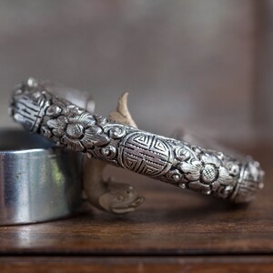 Antique Chinese Silver Hand Carved Bracelet, Antique High Relief ...
