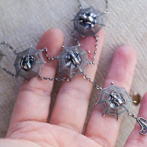 Victorian Sterling Spider Web Necklace, Antique Silver Spider Necklace ...
