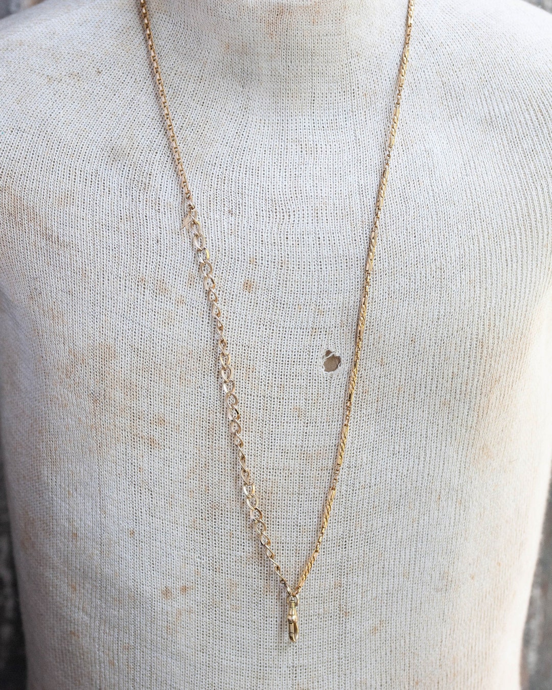 Victorian Watch Chain Necklace, LONG Antique Gold Filled Chain ...