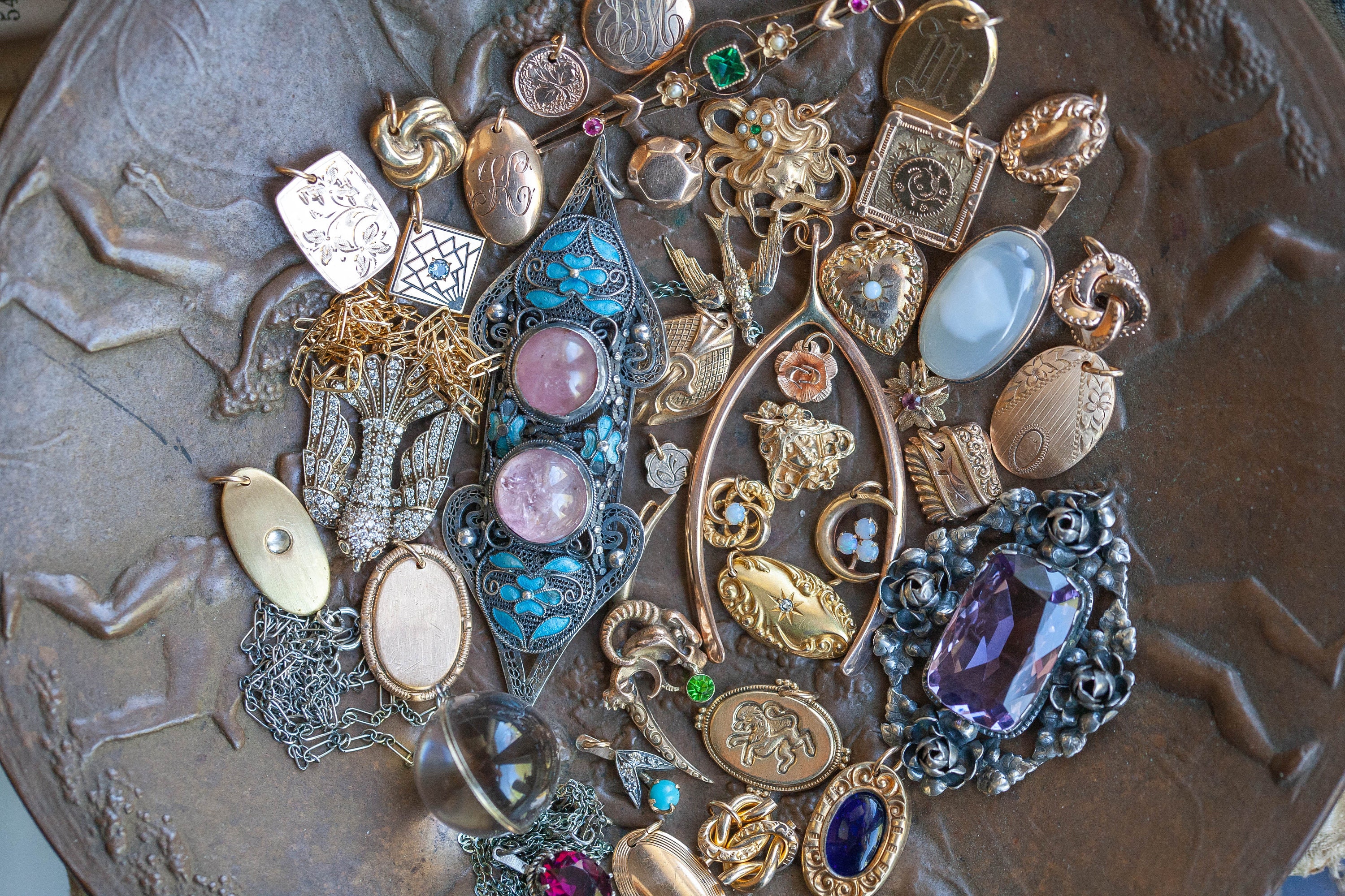 Victorian Monogram Charm Antique Gold Filled JHC Charm - Etsy