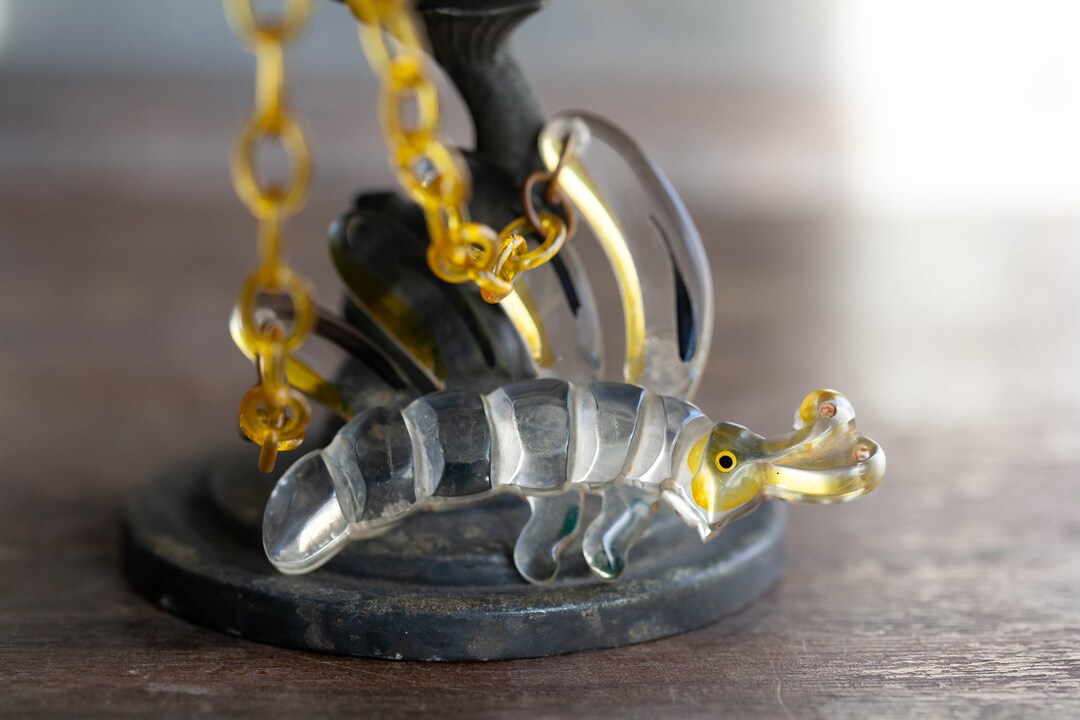 1940's Lucite Butterfly Bug Necklace, 1940's Lucite Chain Necklace ...