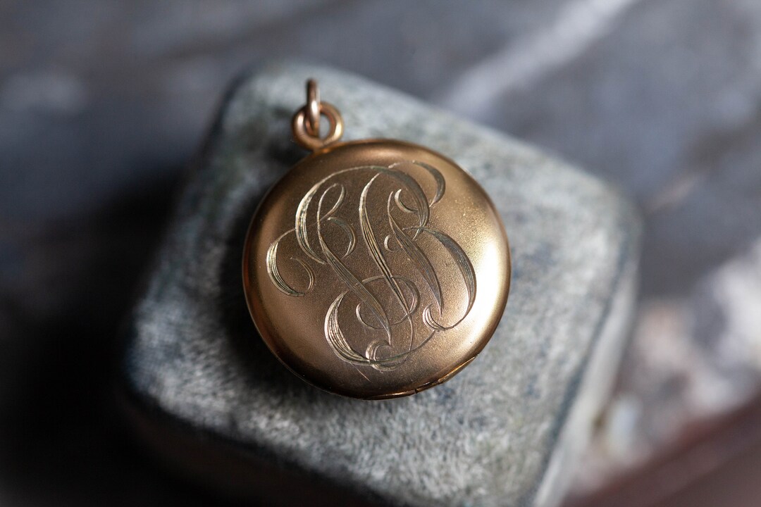Antique Gold Filled Locket, Antique W&H Gold Locket, Antique Engraved ...