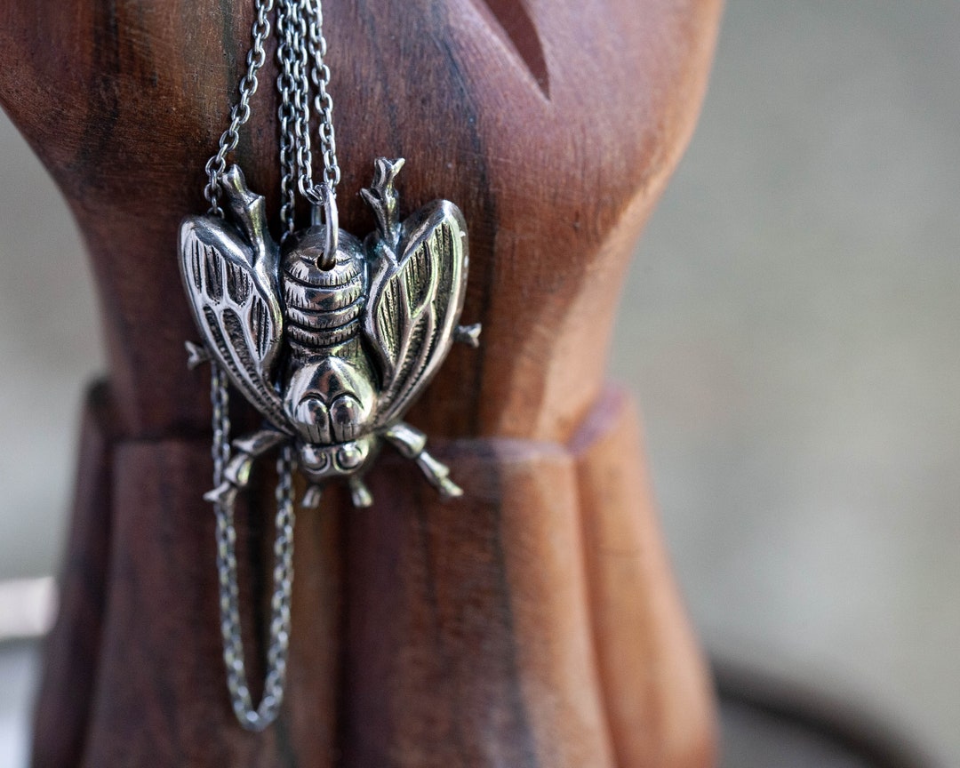 Victorian Silver Toned Fly Pendant, Antique Fly Charm, Entomology ...