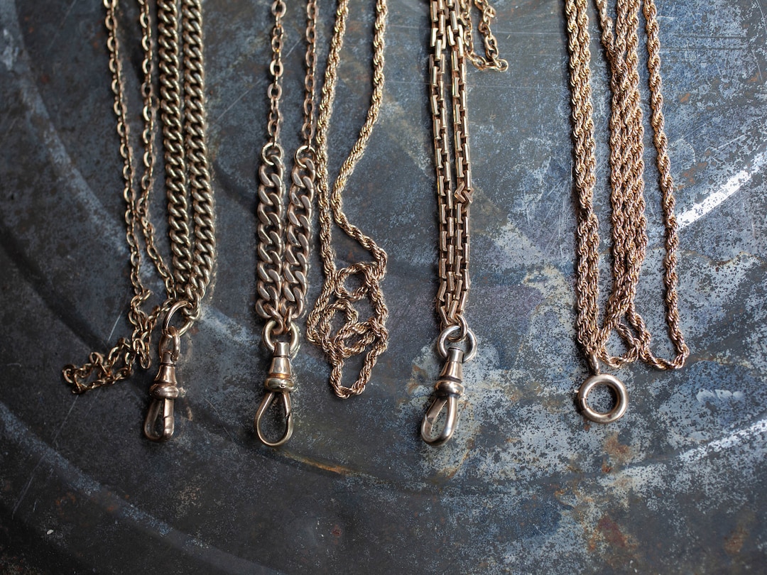 Victorian Watch Chain Necklace LONG Antique Gold Filled - Etsy