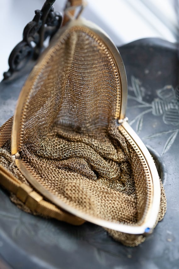 Victorian Mesh Purse, Antique Gold Mesh Bag Purse, Vi… - Gem