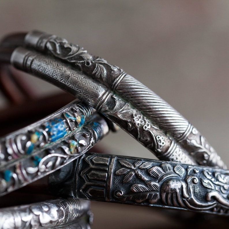 Antique Chinese Export Silver Bangle Chinese Export Silver | Etsy