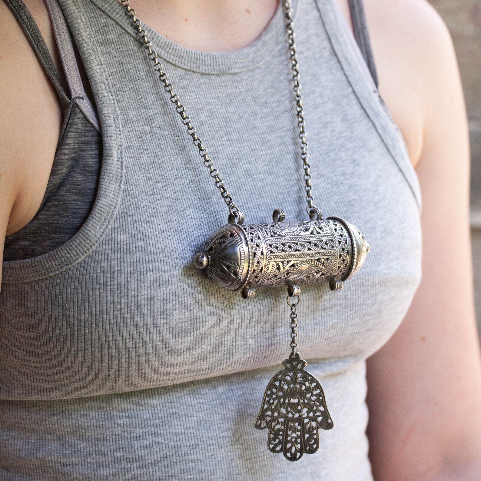 HUGE Antique Bedouin Prayer Box Necklace, Antique Taviz Ta'wiz Amulet ...