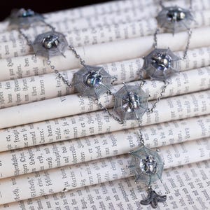 Victorian Sterling Spider Web Necklace, Antique Silver Spider Necklace ...