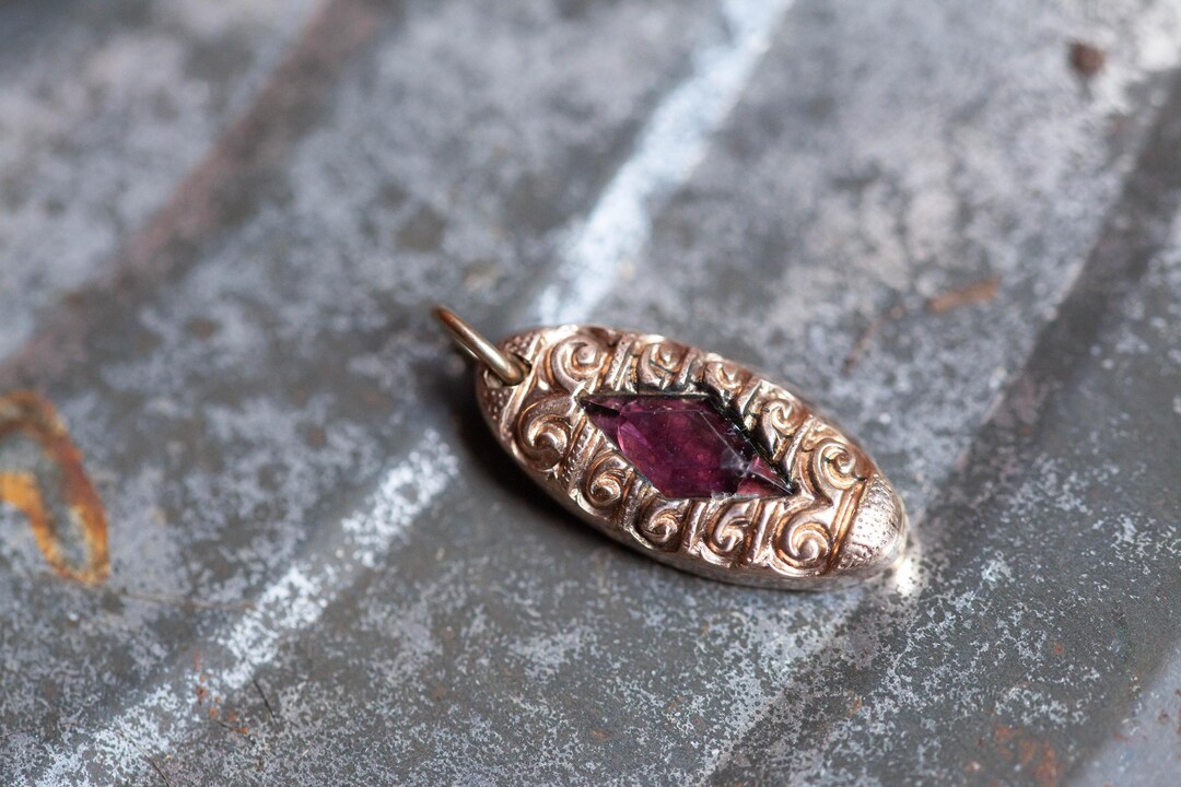 Victorian Gold-filled Oval Charm, Antique Gold Filled Scrolling Charm ...
