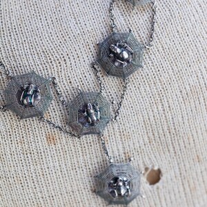 Victorian Sterling Spider Web Necklace, Antique Silver Spider Necklace ...