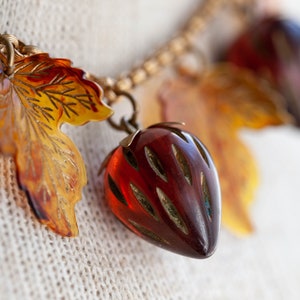 1930's Bakelite Acorn Charm Necklace, Vintage Root Beer Carved Charm ...