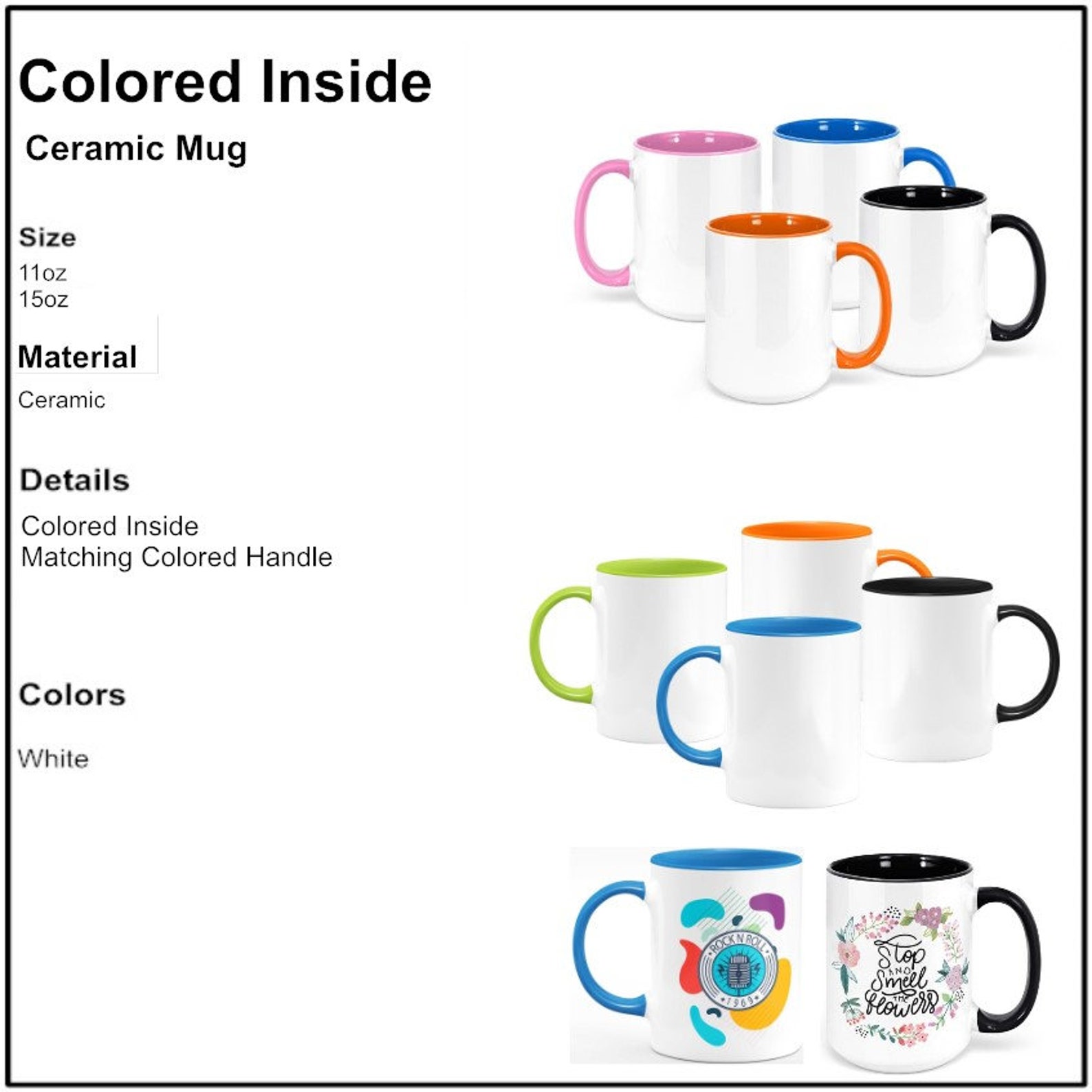 Custom Coffee Mugs Personalize Colored Inside & Handle Coffee Mugs ...