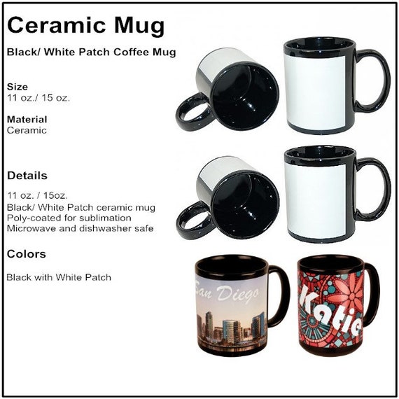 Custom Coffee Mugs Personalize Black/ White Patch Coffee | Etsy