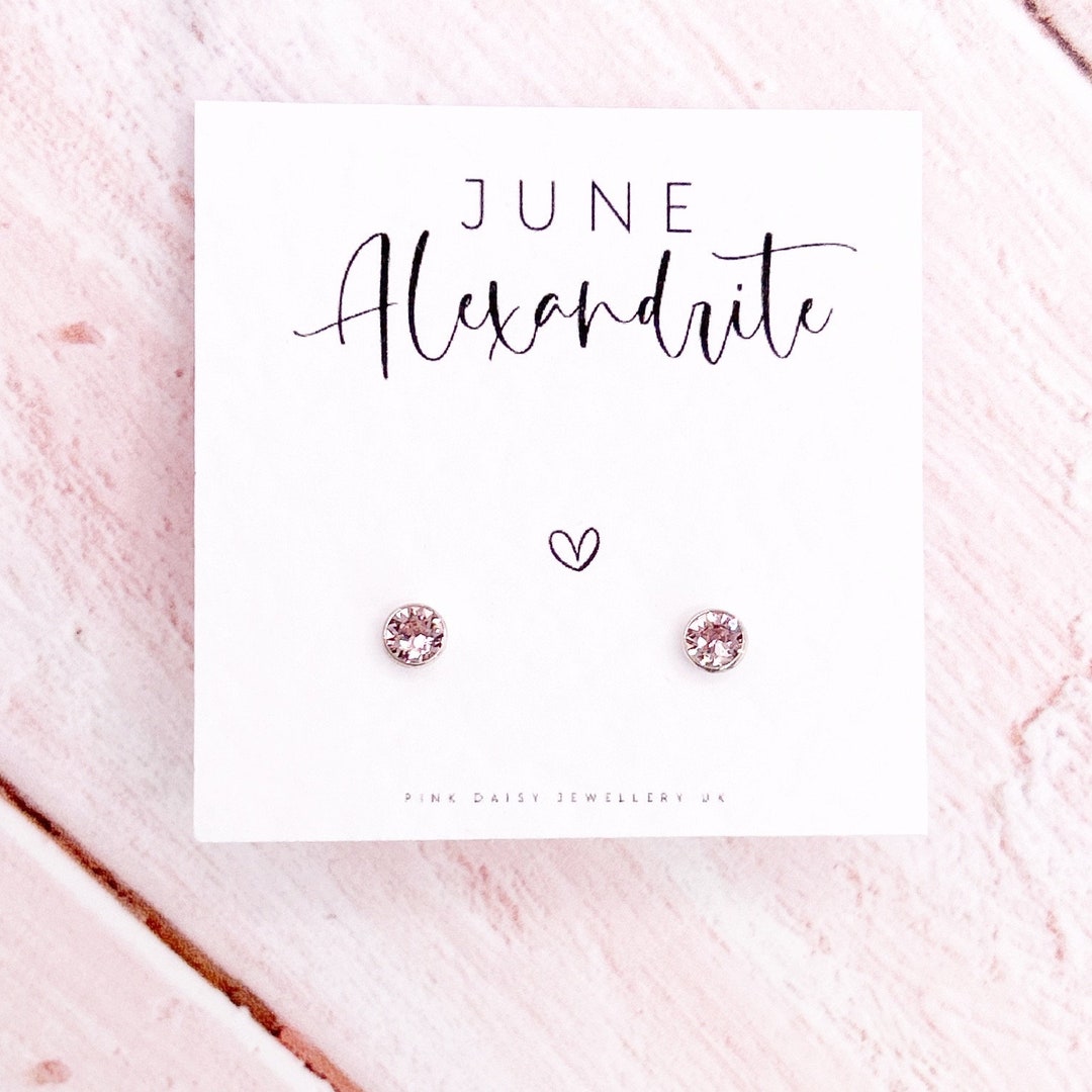 June Birthstone Alexandrite Crystal Stud Earrings, Gift for Her ...