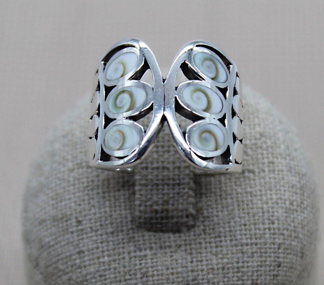 925 Silver Ring Eye of Shiva or Eye of Saint Lucia Butterfly Shape ...
