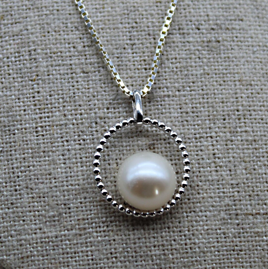 Pendentif argent perle de culture cerclé, Collier Pendentif, Chaîne ...