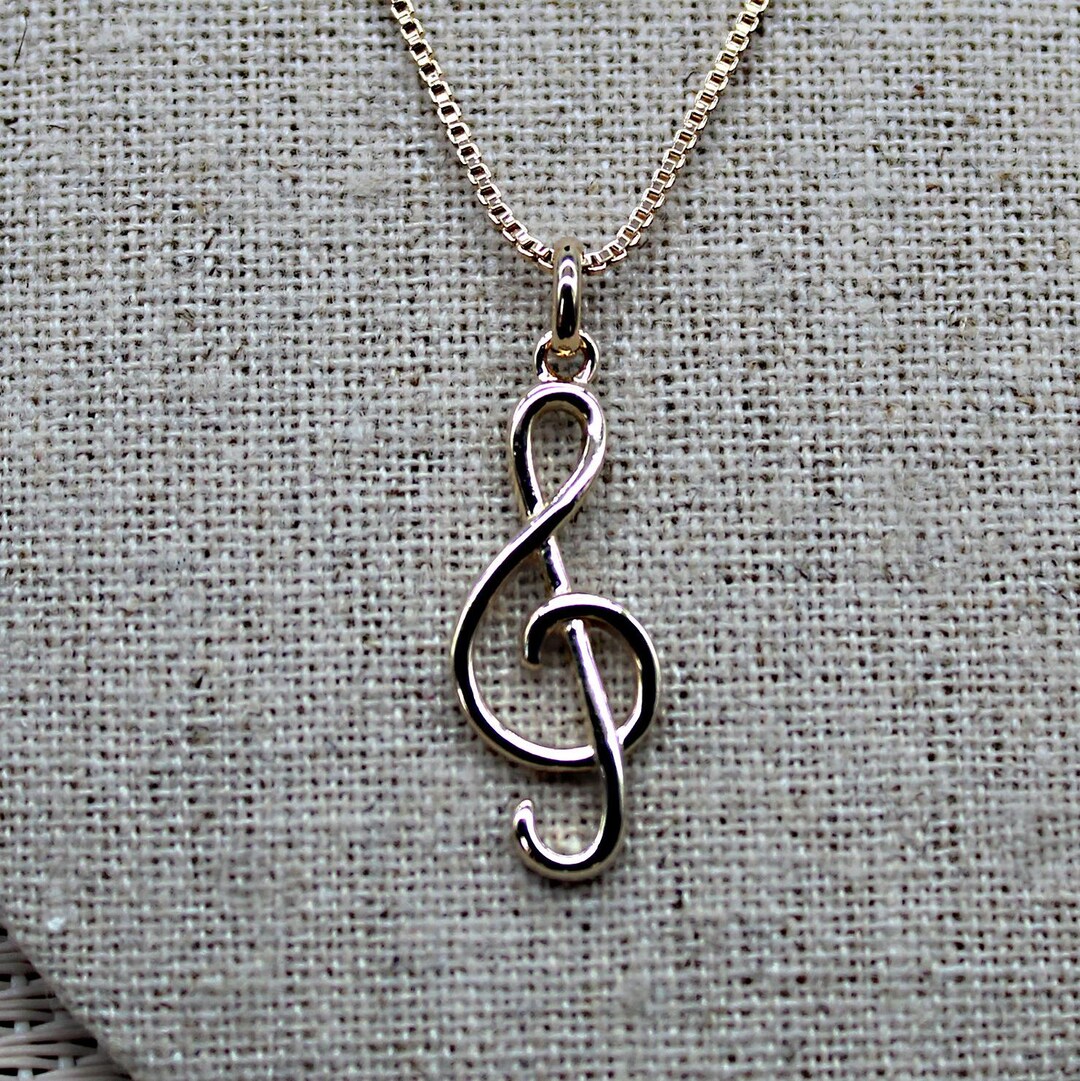 Gold Plated Pendant, Treble Clef Pendant, Gold Plated Necklace, Musical ...