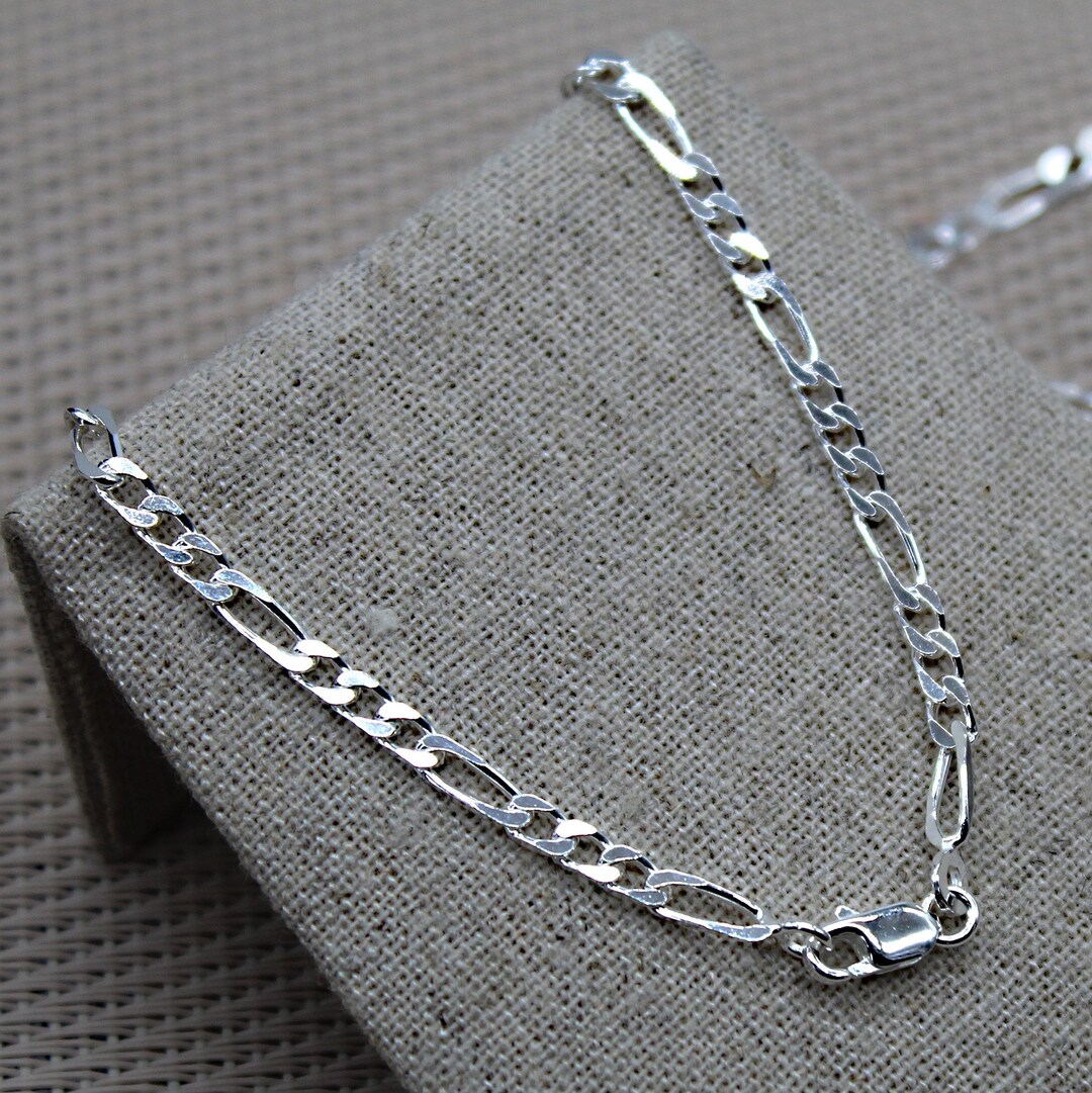 Figaro Chain Necklace 925 Solid Silver | Unisex Men Women Collier ...