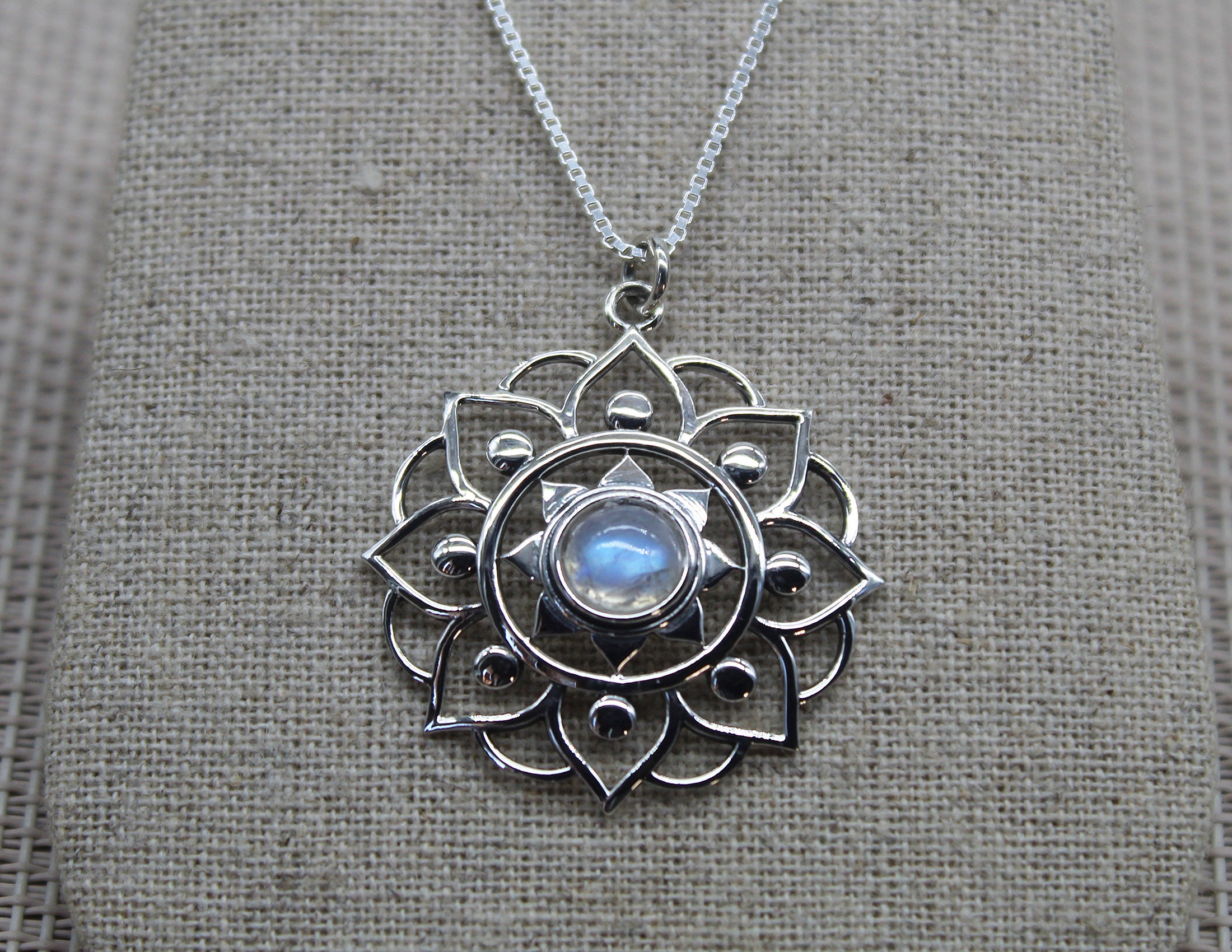 Moonstone Lotus Flower Necklace